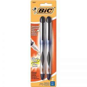 BIC USA INC BIC DISPOSABLE FOUNTAIN PENS BLUE MEDIUM POINT 2PK BLISTER ...