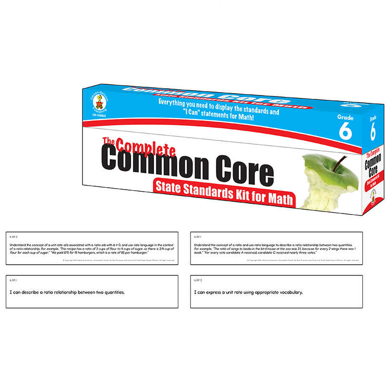 CARSON DELLOSA MATH GRADE 6 COMPLETE COMMON CORE KIT STATE STANDARDS CD