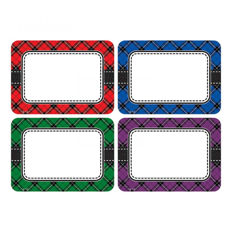 TEACHER CREATED RESOURCES PLAID NAME TAGS LABELS MULTI PACK TCR5665 ...