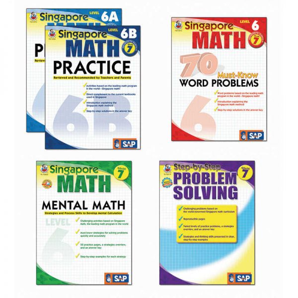 CARSON DELLOSA SINGAPORE MATH BUNDLE GRADE 7 FS 704182 TeachersParadise