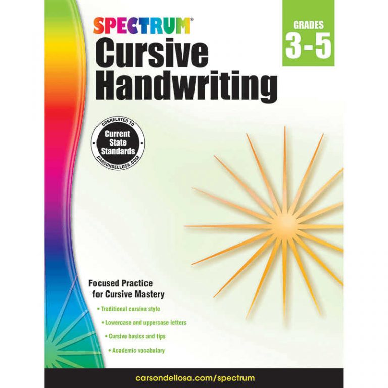 CARSON DELLOSA SPECTRUM CURSIVE HANDWRITING GRADE 3-5 CD-704692 ...
