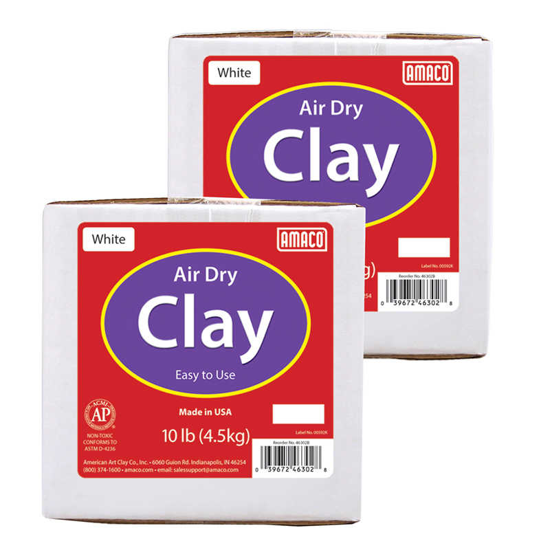 TeachersParadise - AMACO Air Dry Clay, White, 10 lbs. Per Box, 2 Boxes ...