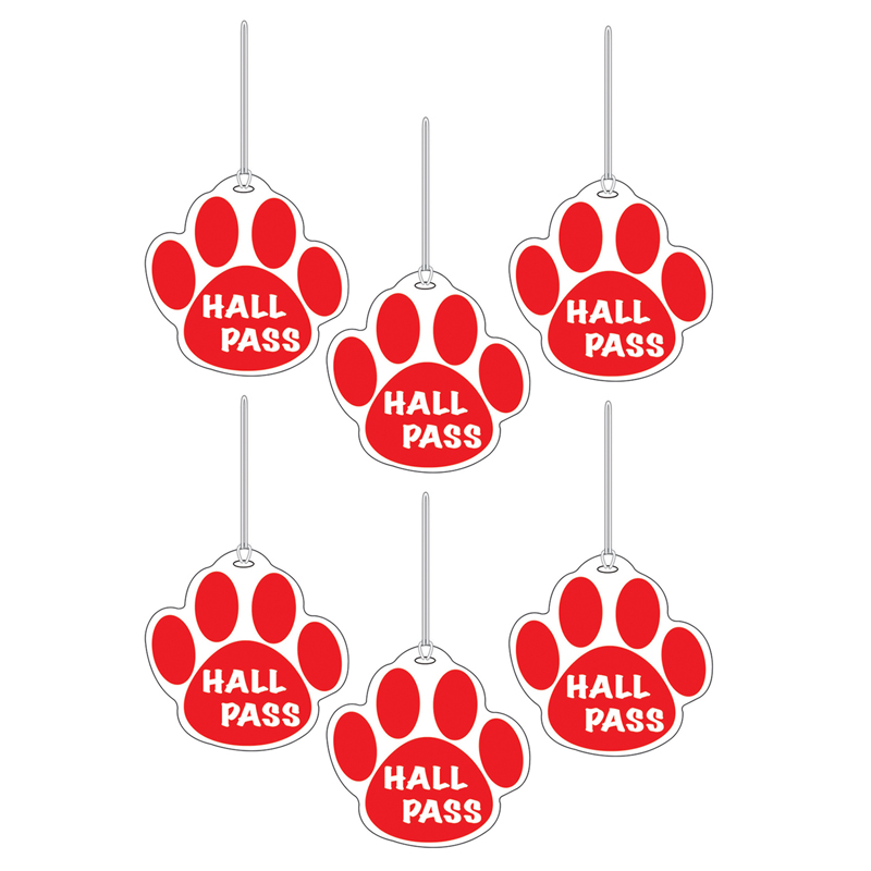 TeachersParadise - Ashley Productions® Red Paw Hall Pass, Pack of 6 ...