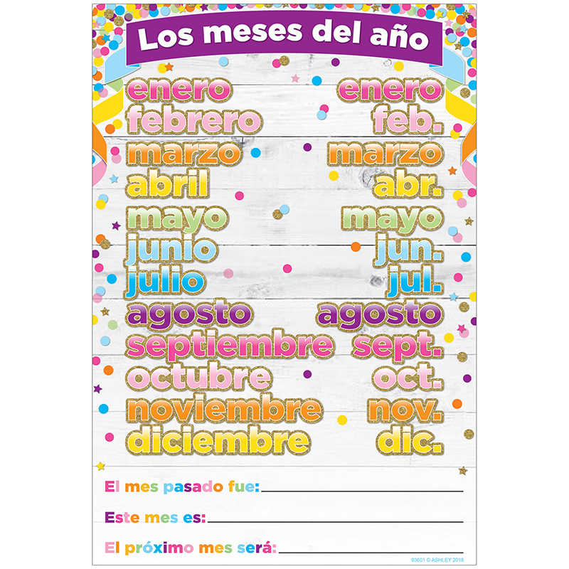 TeachersParadise - Ashley Productions® Smart Poly™ Spanish Chart, 13" x ...