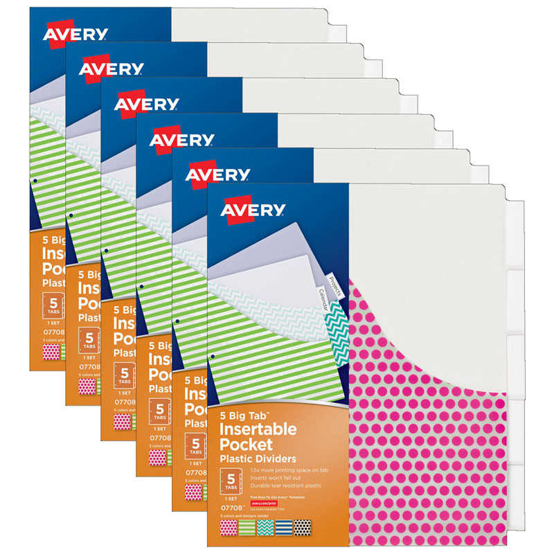 TeachersParadise - Avery® Big Tab™ Insertable Plastic Dividers with ...