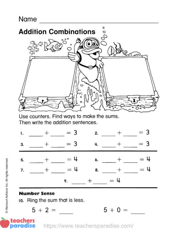 Addition Combinations by Harcourt Achieve Inc - TeachersParadise