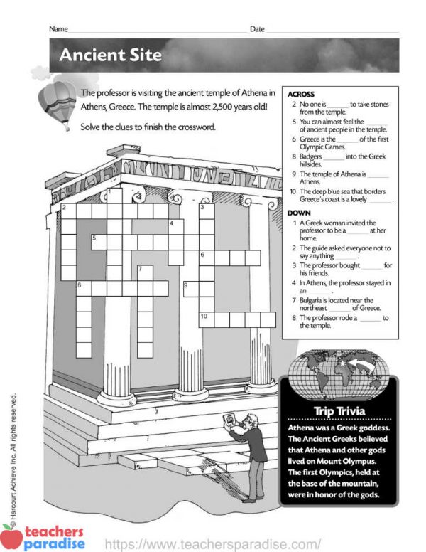 Ancient Site Activity & Crossword Puzzle by Harcourt Achieve Inc ...