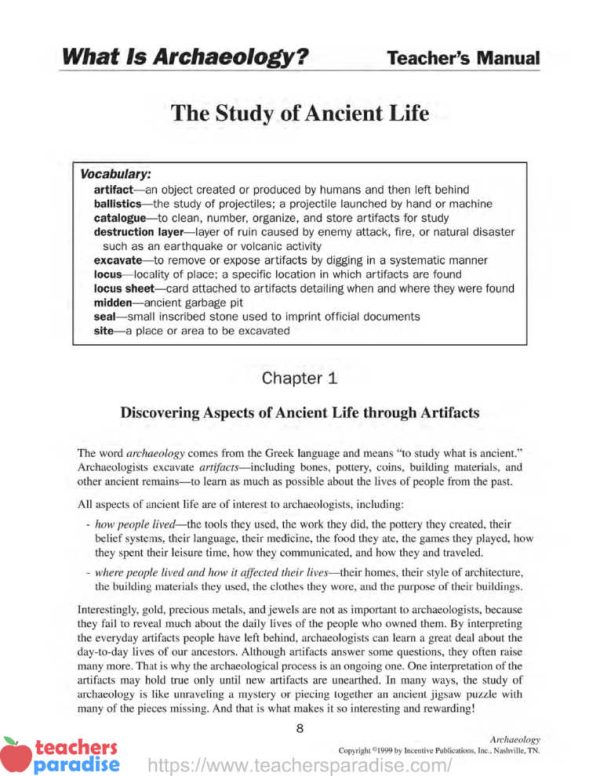 Discovering Aspects of Ancient Life through Artifacts