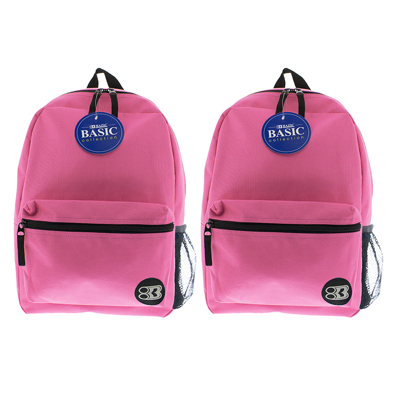 TeachersParadise - BAZIC Basic Backpack 16" Fuchsia, Pack of 2 - BAZ1036-2