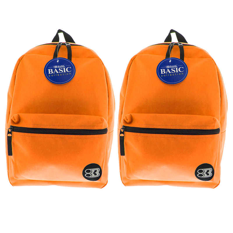 TeachersParadise - Bazic® Basic Backpack, 16", Orange, Pack of 2 ...
