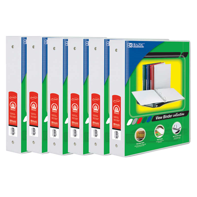 TeachersParadise - Bazic® 3-Ring View Binder with 2 Pockets, 1.5 ...