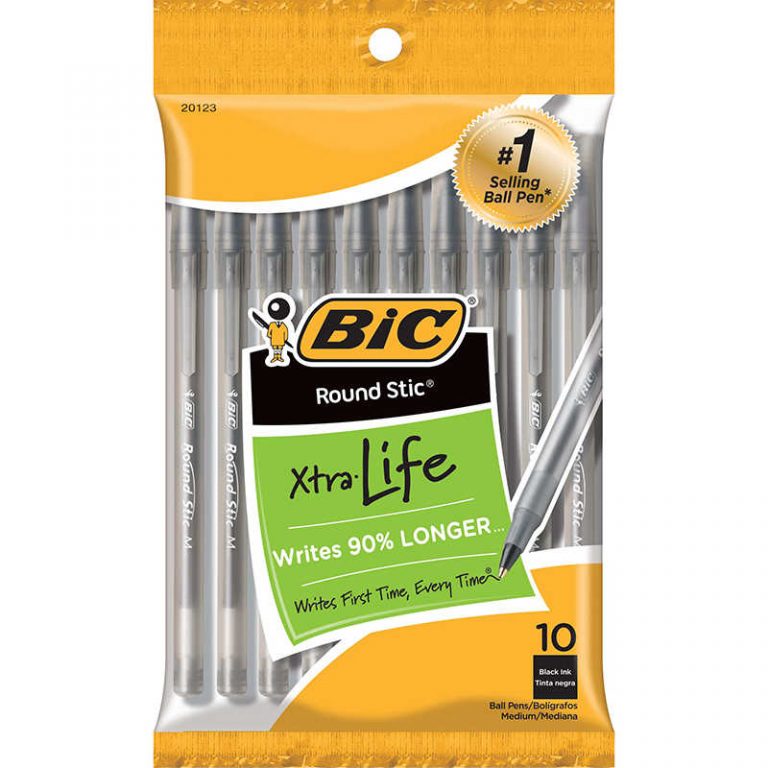 TeachersParadise - BIC® Round Stic® Xtra Life Ballpoint Pen, Medium Point (1.0mm), Black, Pack ...
