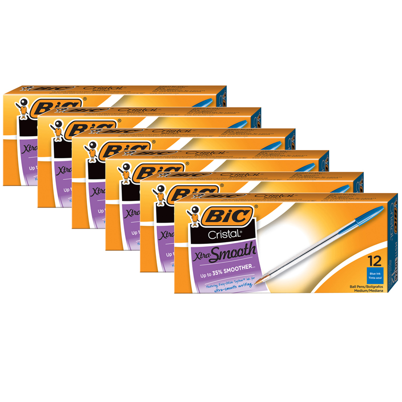 TeachersParadise - BIC® Cristal® Xtra Smooth Ballpoint Pen, Medium Point (1.0mm), Blue, 12 Per ...