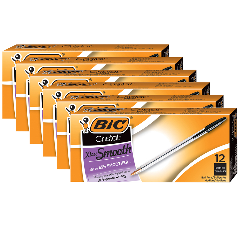 TeachersParadise - BIC® Cristal® Xtra Smooth Ballpoint Pen, Medium Point (1.0mm), Black, 12 Per ...