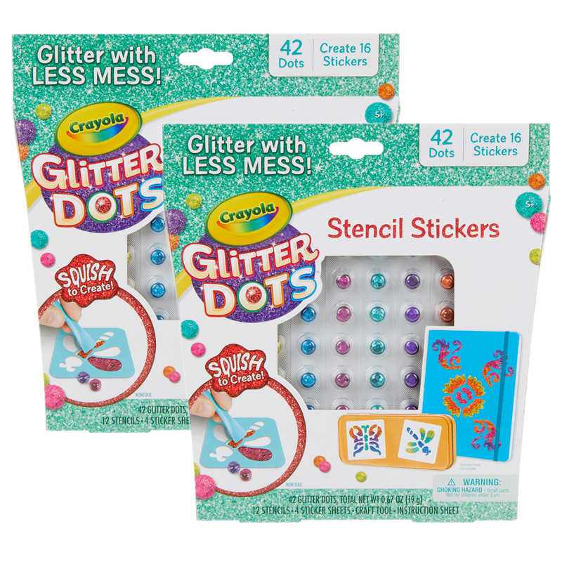 TeachersParadise - Crayola® Glitter Dots Sticker Stencils, 2 Packs ...