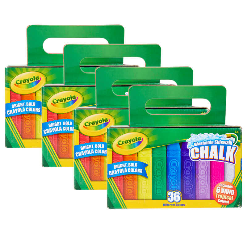 TeachersParadise - Crayola® Washable Sidewalk Chalk, 36 Per Pack, 4 ...