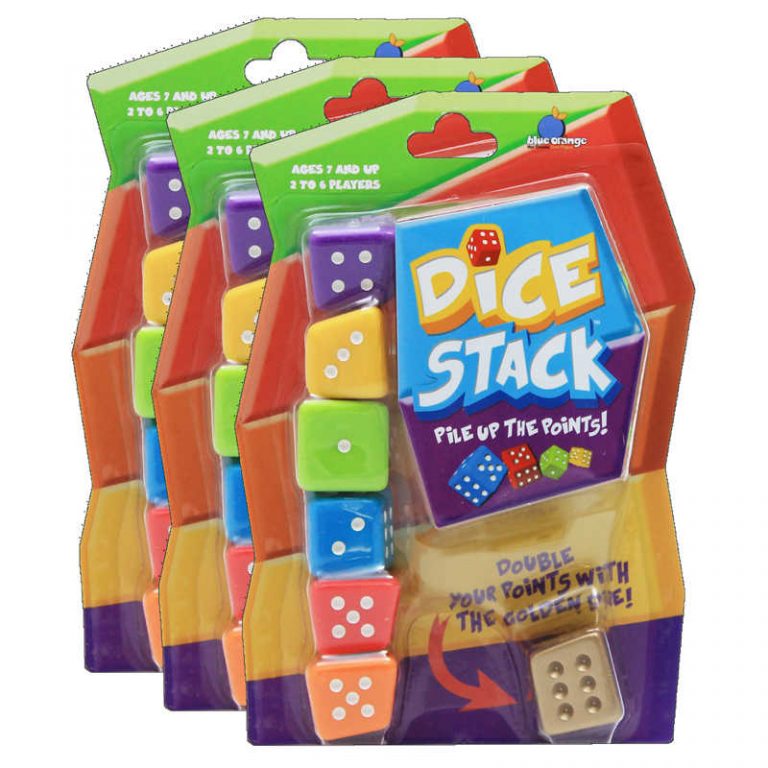 TeachersParadise - blue orange™ Dice Stack™ Game, Pack of 3 - BOG04502-3
