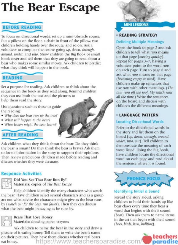 Bear Escape - Pair-It Emergent Reader Activity by Steck-Vaughn ...