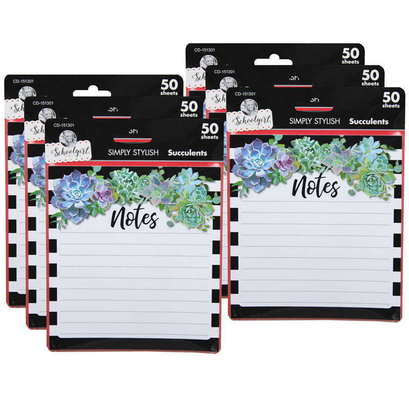 TeachersParadise - Schoolgirl Style™ Succulents Notepad, Pack of 6 - CD ...