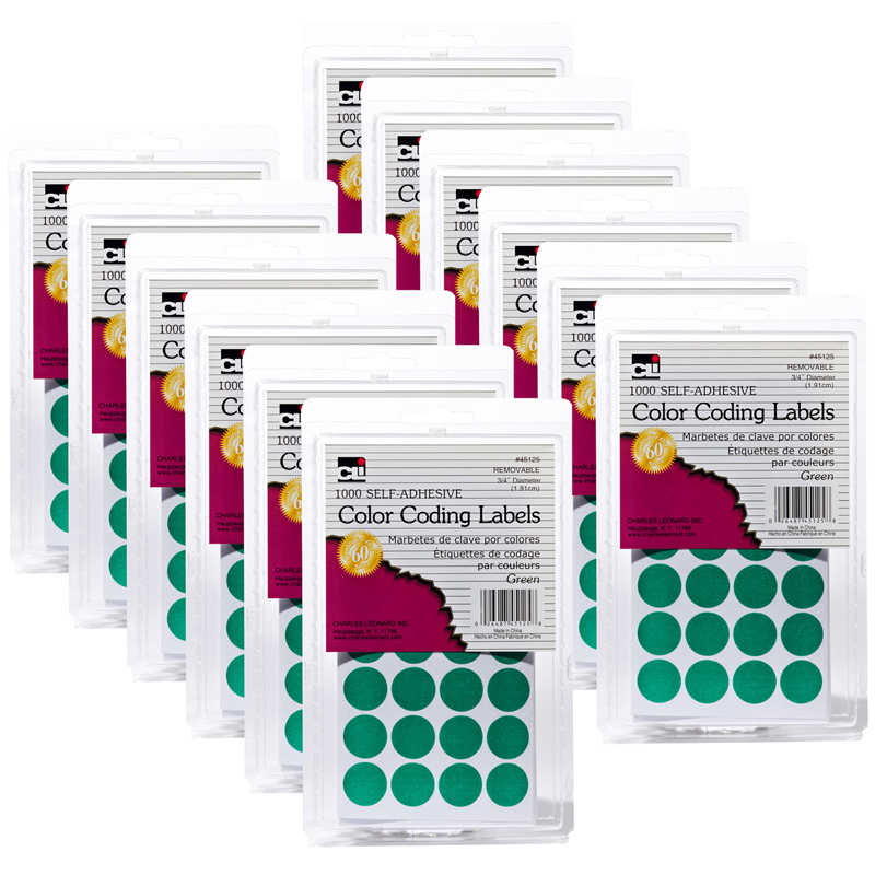 TeachersParadise - Charles Leonard Color Coding Labels, Green, 1000 Per ...