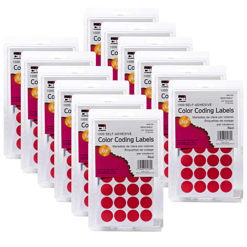 TeachersParadise - Charles Leonard Color Coding Labels, 3/4", Red, 1000 ...