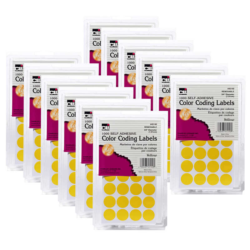TeachersParadise - Charles Leonard Color Coding Labels, 3/4", Yellow ...