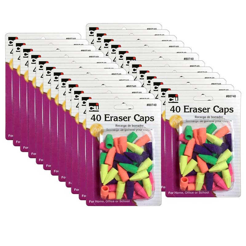 TeachersParadise - Charles Leonard Pencil Eraser Caps, Assorted Colors ...