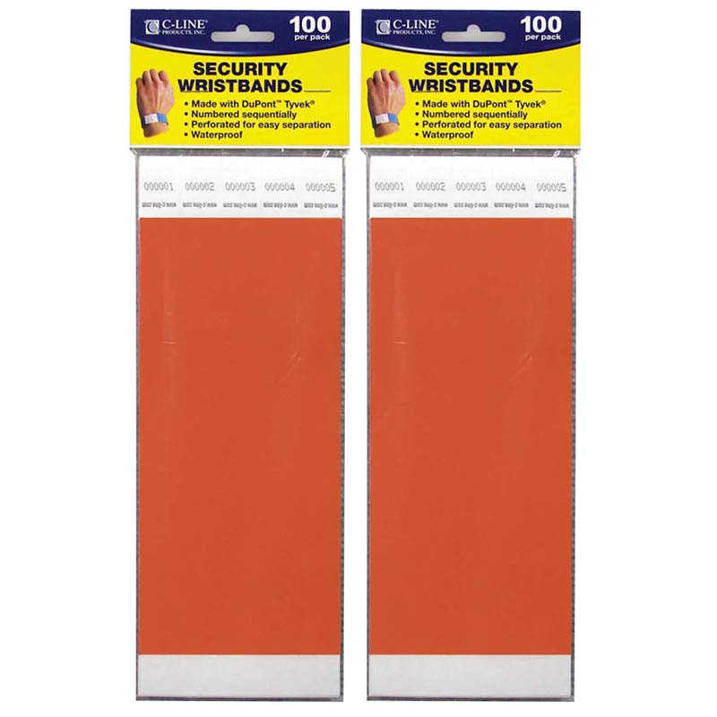 TeachersParadise - C-Line® DuPont™ Tyvek® Security Wristbands, Orange ...