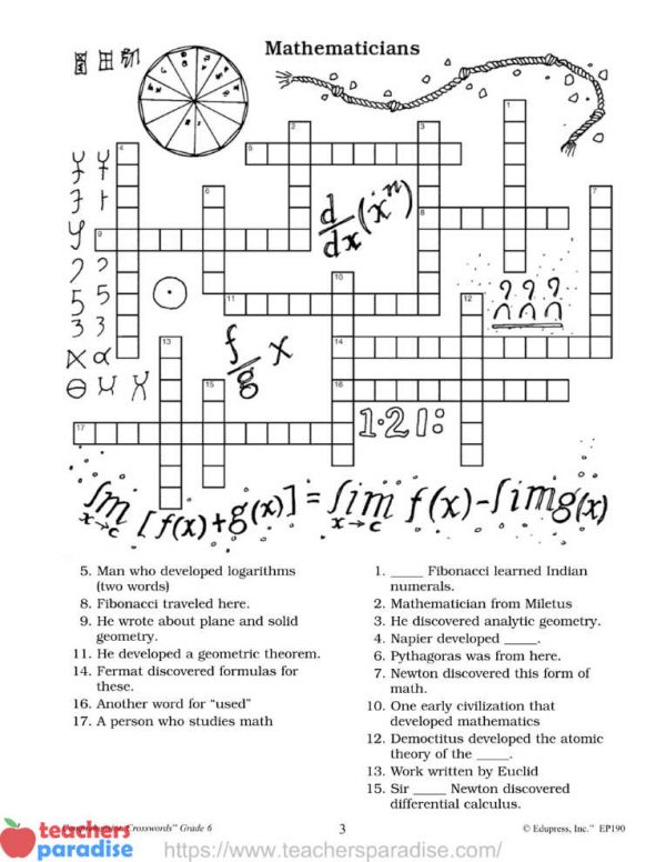 Comprehension Crosswords - Grade 6 by Edupress, Inc. EP190 ...
