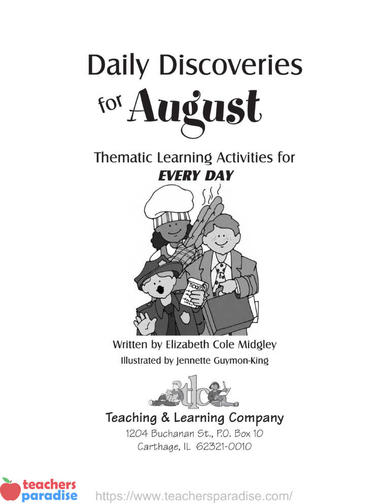 Daily Discoveries For August For Thematic Learning Activities Every Day Daily Discoveries For August For Thematic Learning Activities Every Day