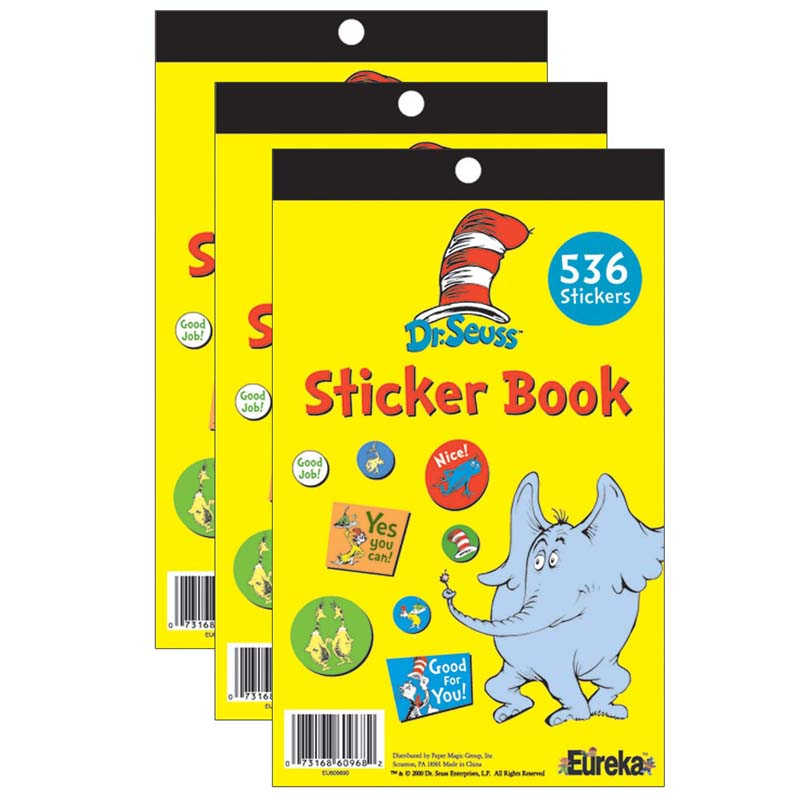 TeachersParadise - Eureka® Dr. Seuss™ Sticker Book, Pack of 3 - EU-609720-3