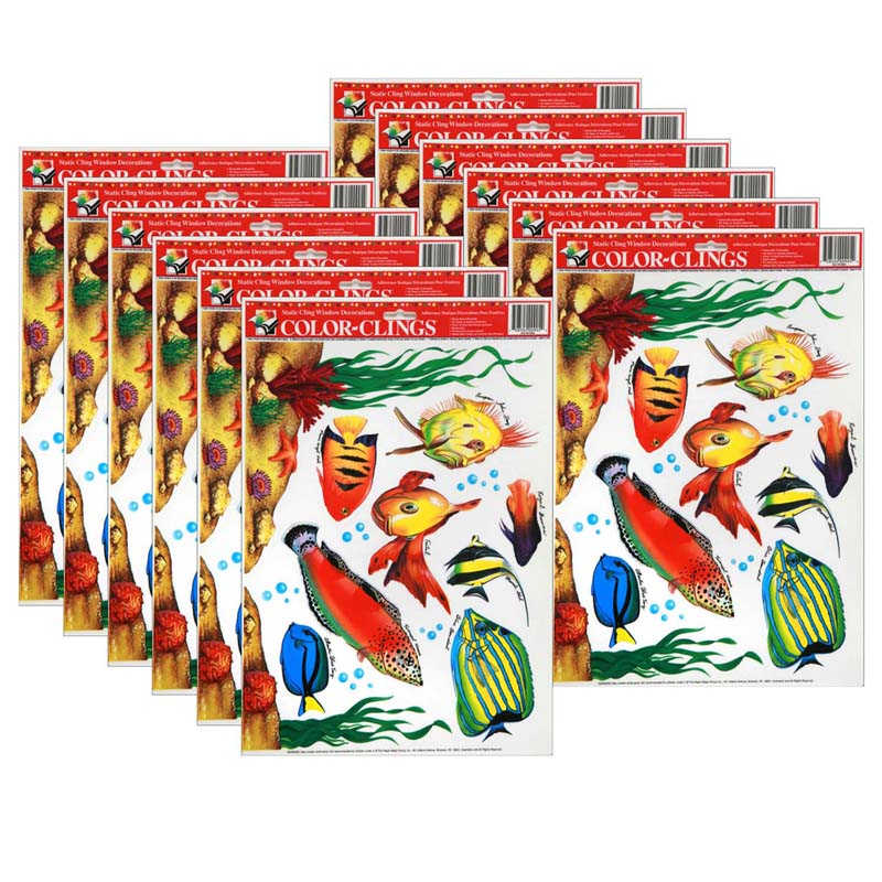 TeachersParadise - Eureka® Fish Window Clings, 12 Sheets - EU-83623-12