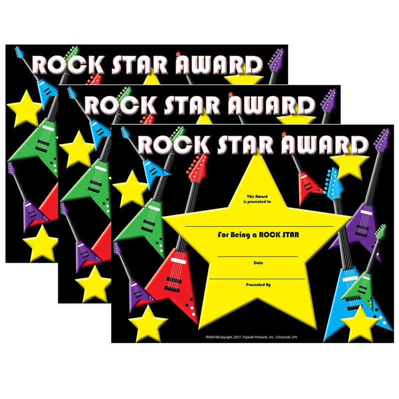 TeachersParadise - Hayes Rock Star Award Certificate, 8.5" x 11", 30 ...
