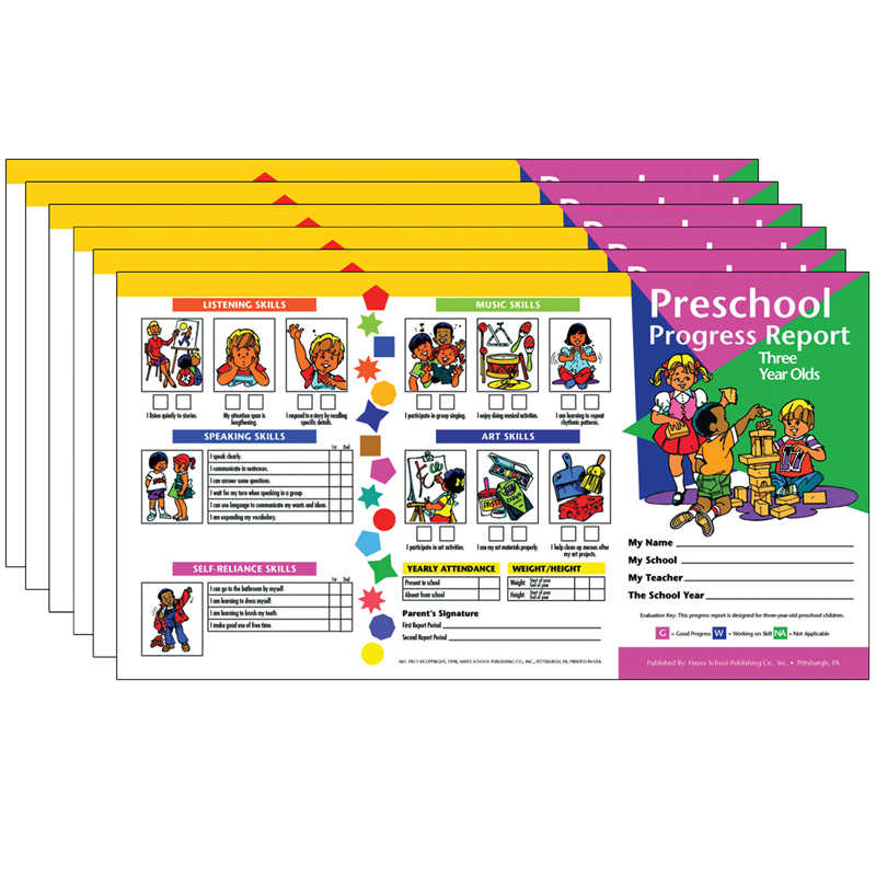TeachersParadise - Hayes Preschool Progress Report, Three Year Olds, 10 ...