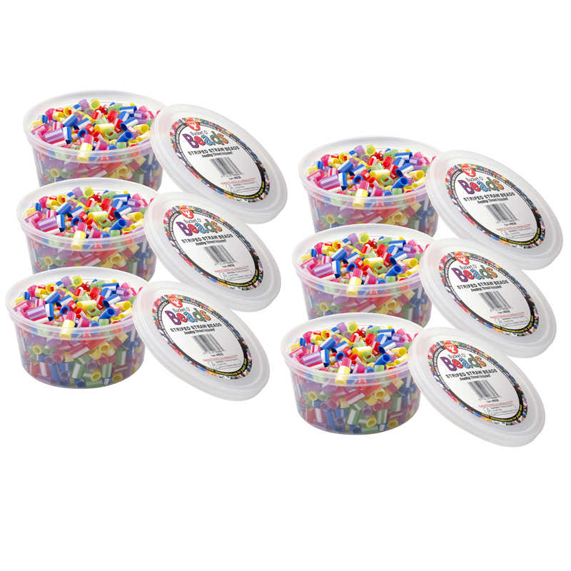 TeachersParadise - Hygloss® Bucket O’ Beads, Striped Straw, Asstd Sizes ...