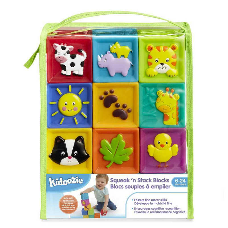 TeachersParadise - Epoch Everlasting Play Squeak 'n Stack Blocks, 9 Pieces - INPE00381