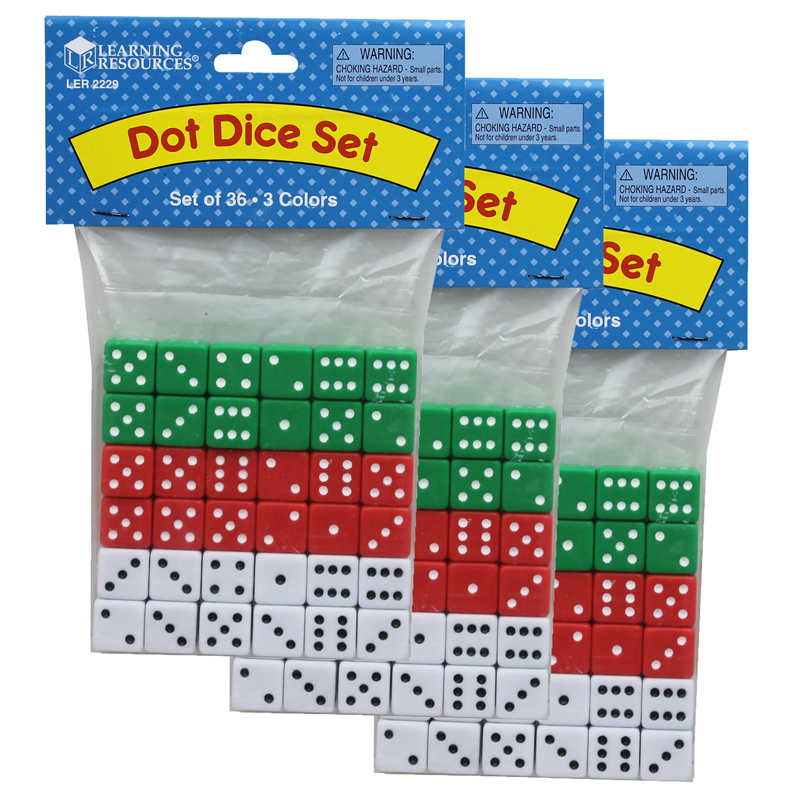 TeachersParadise - Learning Resources Dot Dice, Red, Green & White, 36 ...