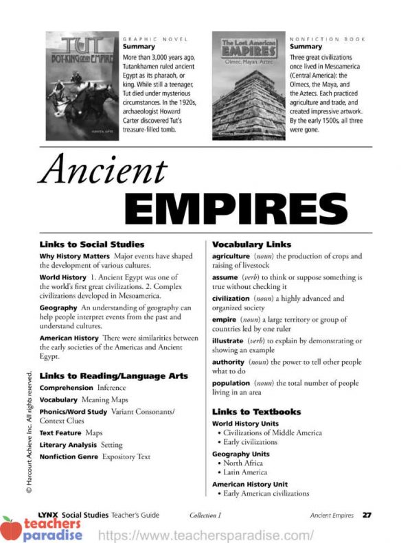 LYNX Ancient Empires - Social Studies Teacher’s Guide Collection I by ...