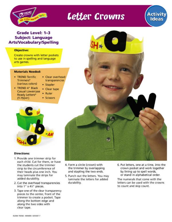 Letter Crowns for Grades 1–3 by TREND enterprises - TeachersParadise