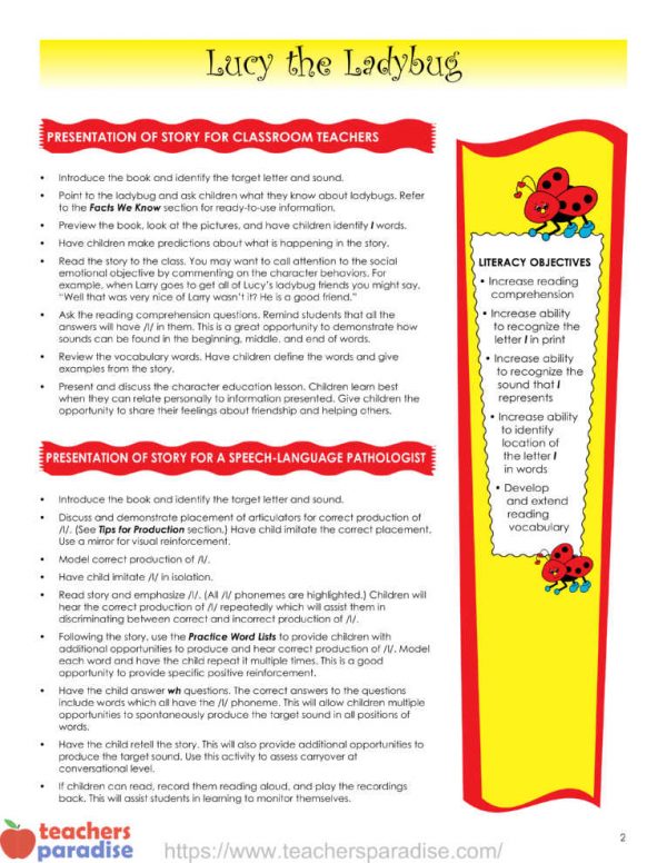 Lucy the Ladybug Reproducible Activity by Frog Street Press Volume 26 ...