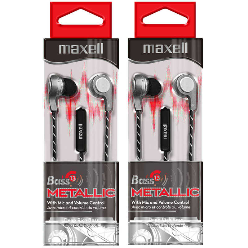 TeachersParadise - Maxell Bass13™ Metallic Earbuds with Mic & Volume ...