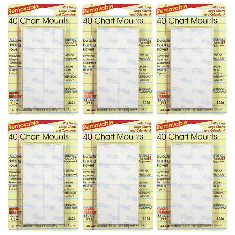 TeachersParadise - Magic Mounts Chart Mounts, 1" x 1", 40 Per Pack, 6 ...