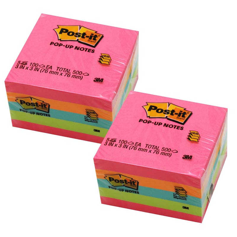 TeachersParadise - Post-it® Pop-up Notes, 3" x 3", Neon, 100 Sheets/Pad ...
