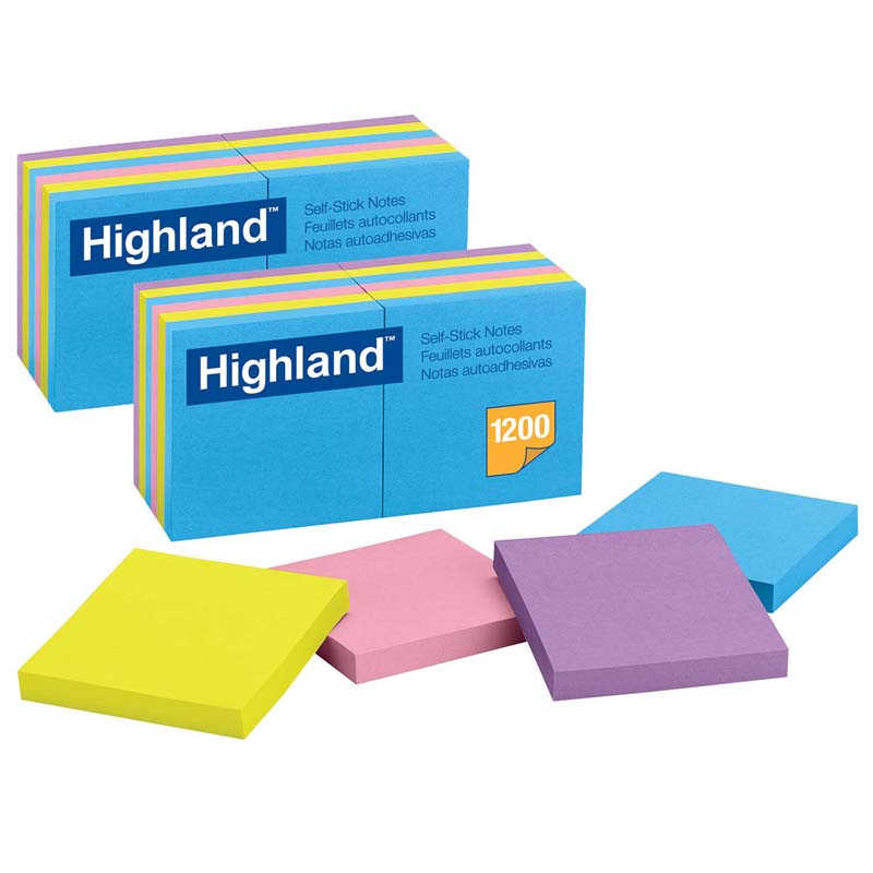 TeachersParadise - Highland™ Self-Stick Removable Notes, 3" x 3 ...
