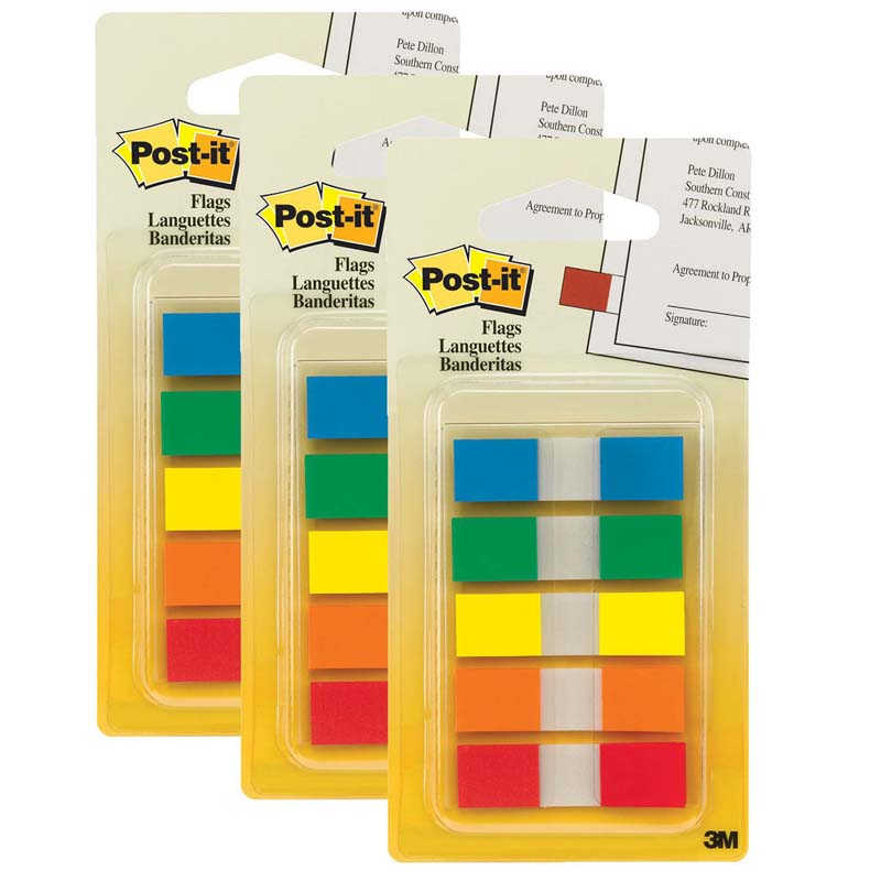 TeachersParadise - Post-it® Flags, Primary Colors, 1/2" Wide, 100 Flags ...