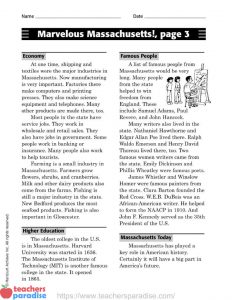 Marvelous Massachusetts Activity and Worksheet by Harcourt Achieve Inc ...
