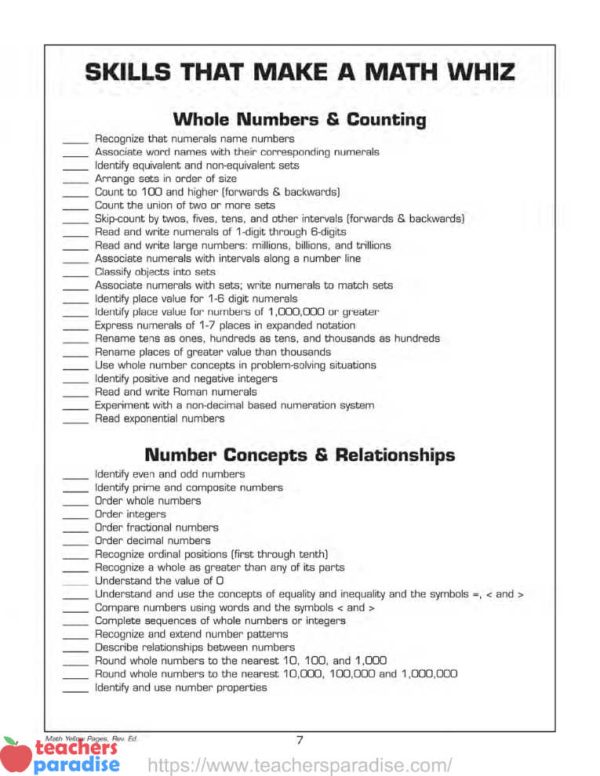 Number Concepts & Relationships