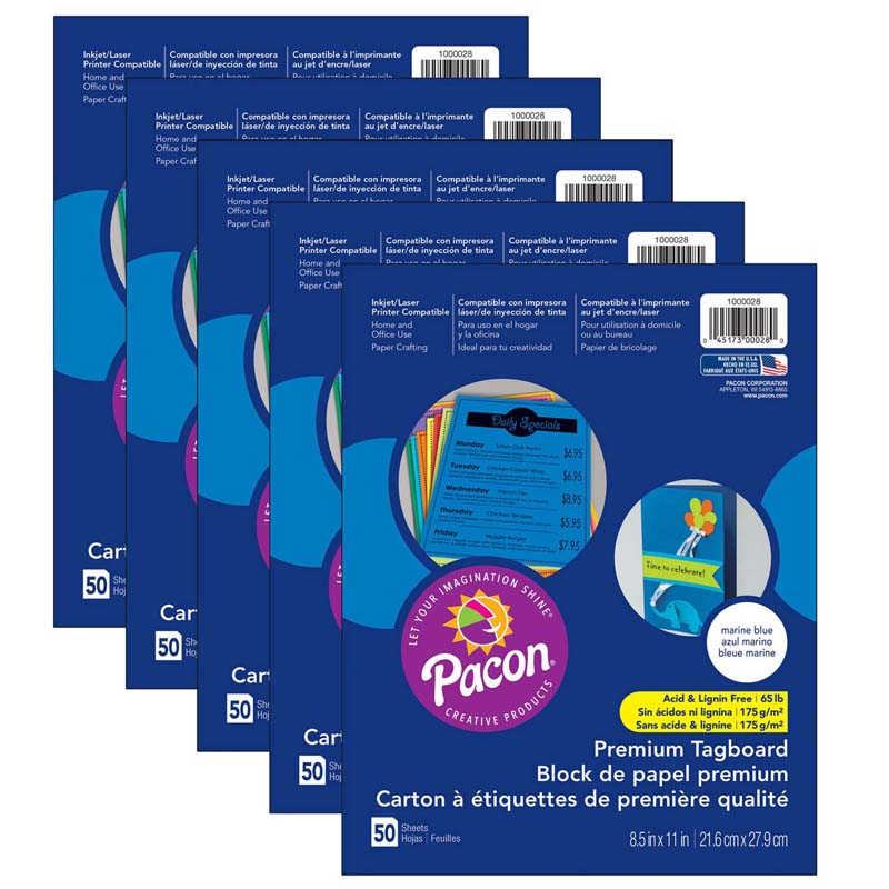 TeachersParadise - Pacon® Premium Tagboard, Marine Blue, 8-1/2" x 11 ...