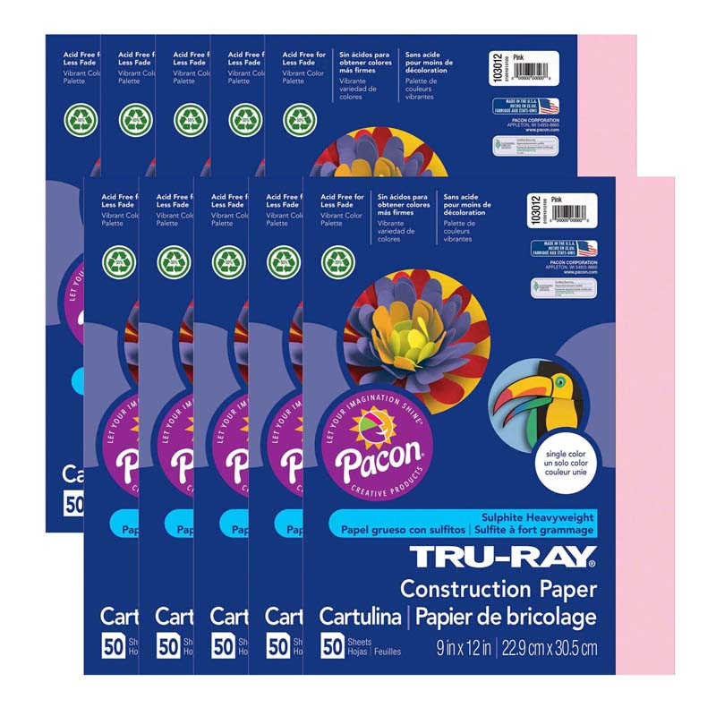 TeachersParadise - Tru-Ray® Construction Paper, Pink, 9" x 12", 50 ...