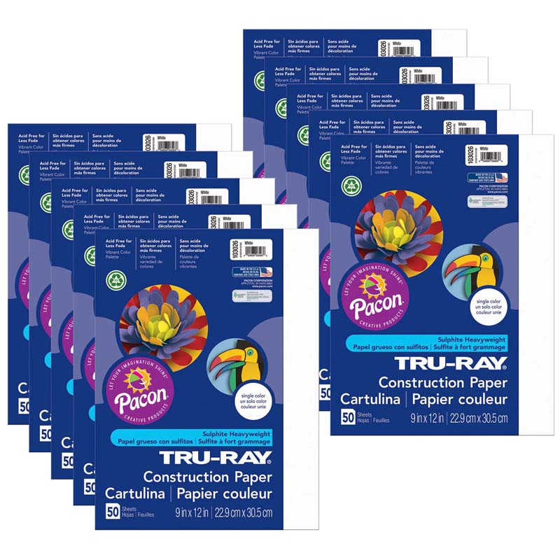 TeachersParadise - Tru-Ray® Construction Paper, White, 9" x 12", 50 ...